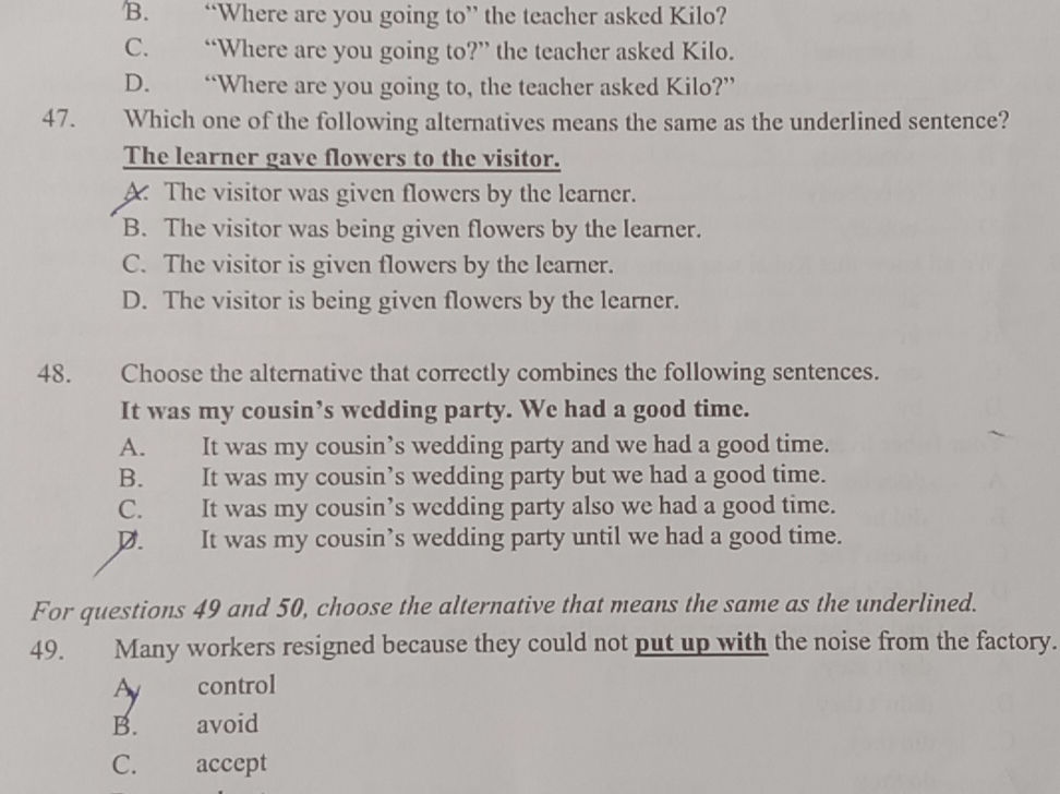 47. Which one of the following alternatives | StudyX