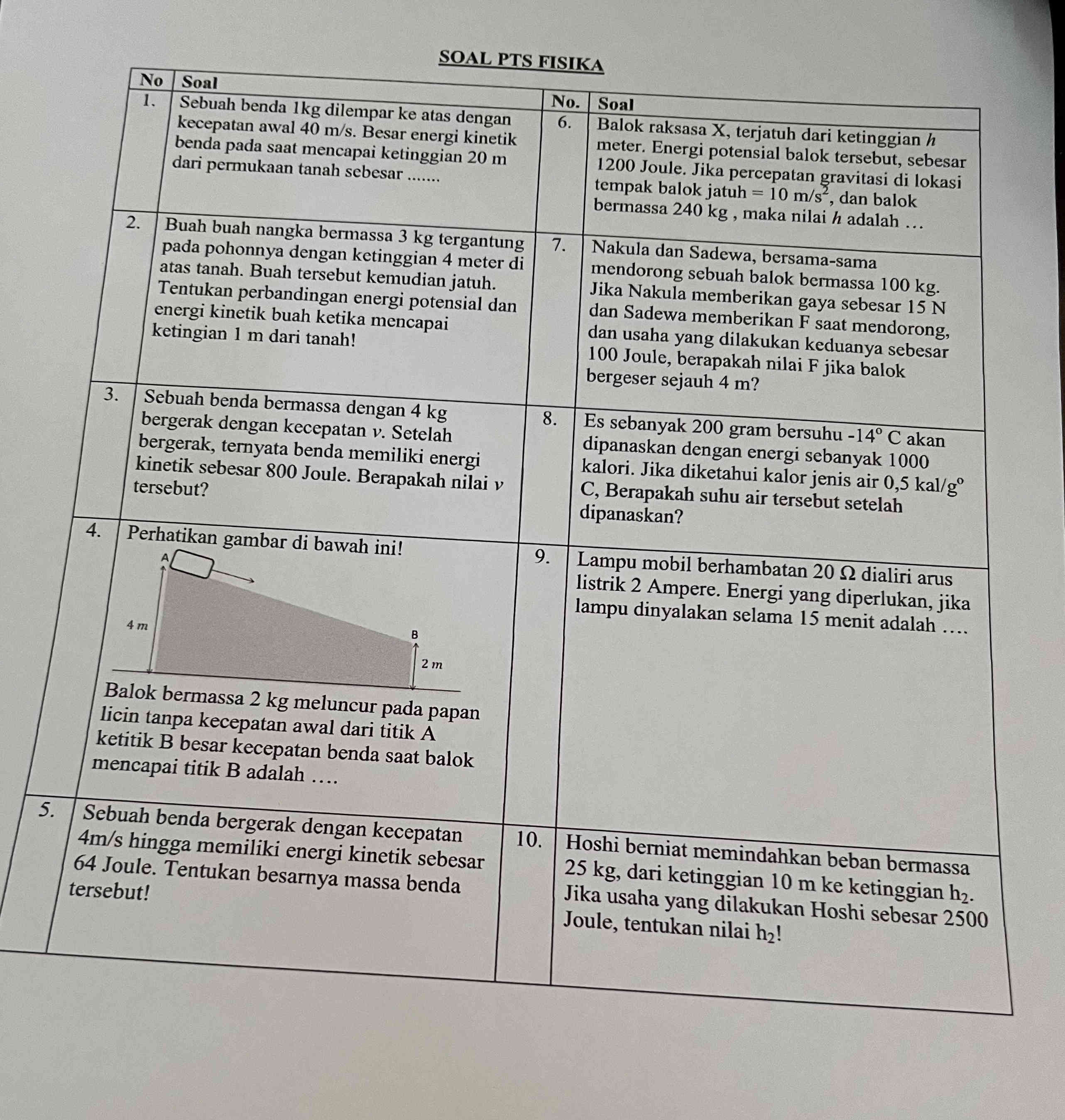 Soal PTS Fisika | StudyX