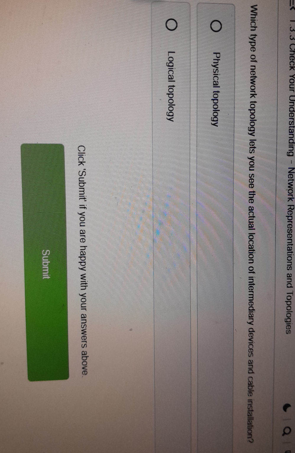 Which type of network topology lets you see | StudyX