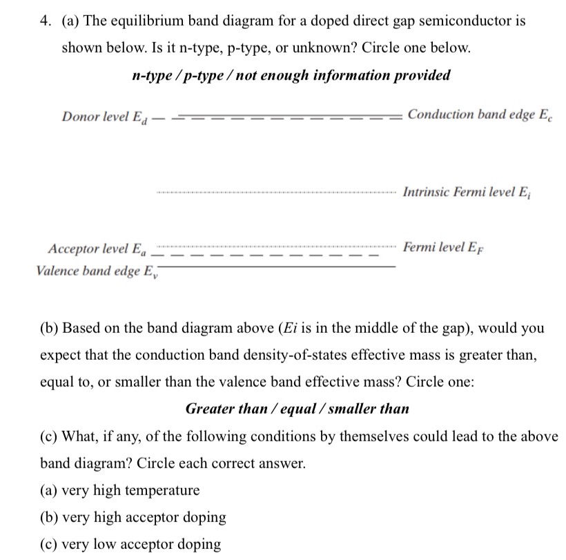 4. (a) The equilibrium band diagram for a | StudyX
