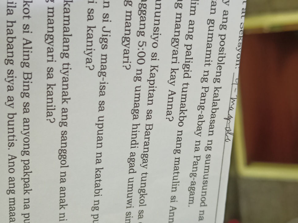 tat seksyon: 4-magolo y ang posibleng | StudyX