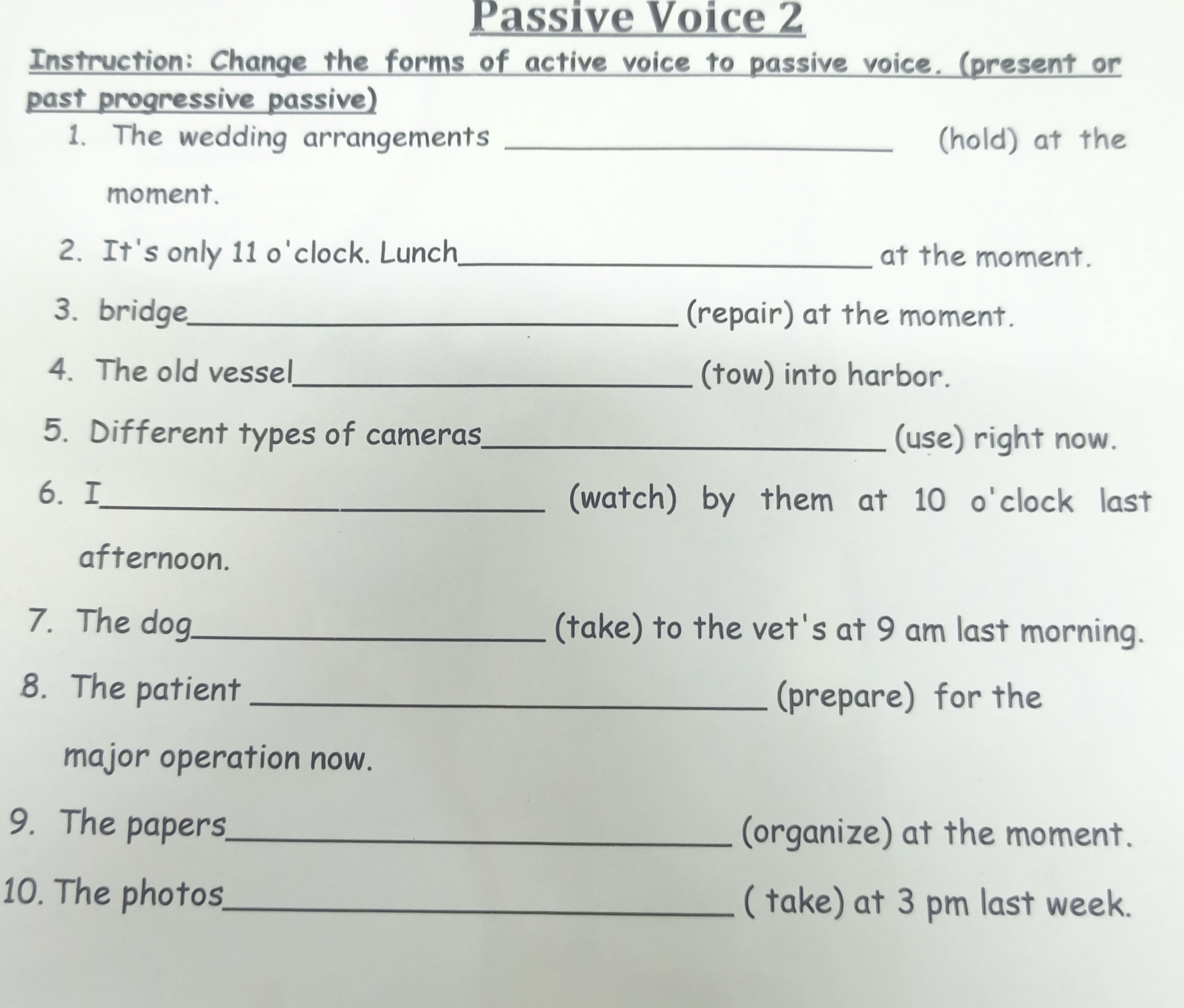 Instruction: Change the forms of active | StudyX