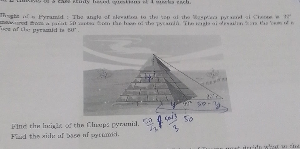 Height of a Pyramid: The angle of elevation | StudyX