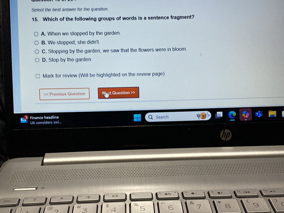 15. Which of the following groups of words | StudyX