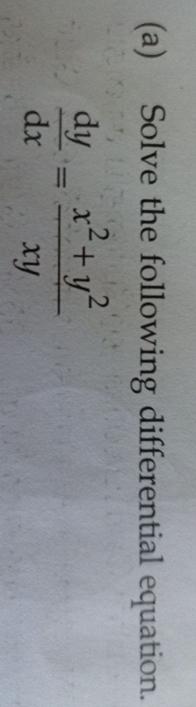 (a) Solve the following differential | StudyX
