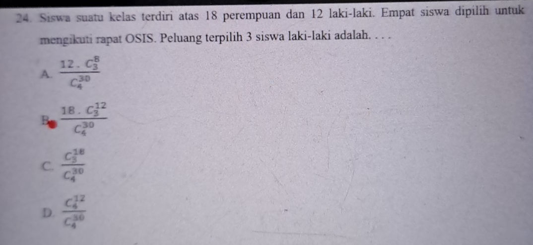 24. Siswa suatu kelas terdiri atas 18 | StudyX