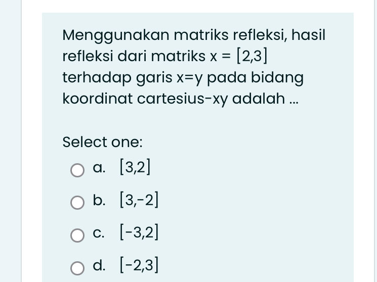 Menggunakan matriks refleksi, hasil refleksi | StudyX