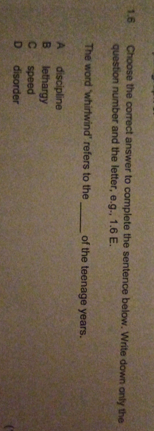 1. 6 Choose the correct answer to complete | StudyX