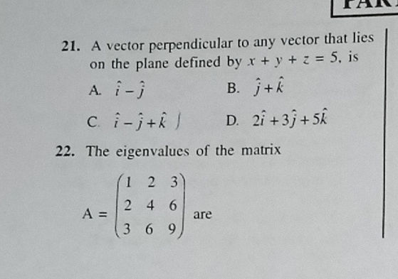 21. A vector perpendicular to any vector | StudyX