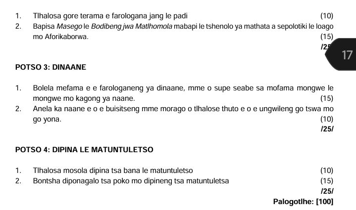 Tlhalosa gore terama e farologana jang le | StudyX