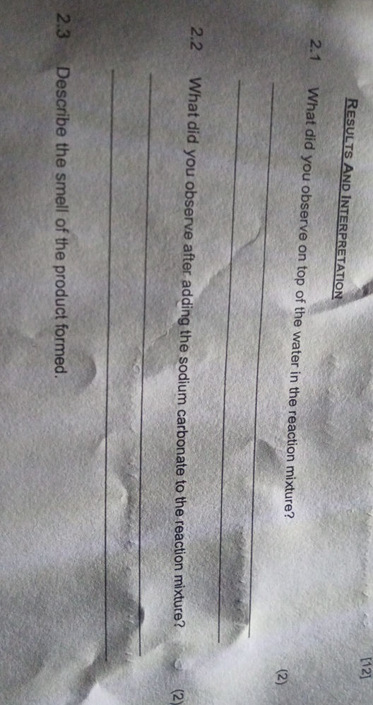 2.1 What did you observe on top of the water | StudyX