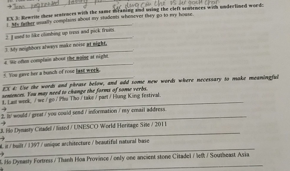 EX 3: Rewrite these sentences with the same | StudyX