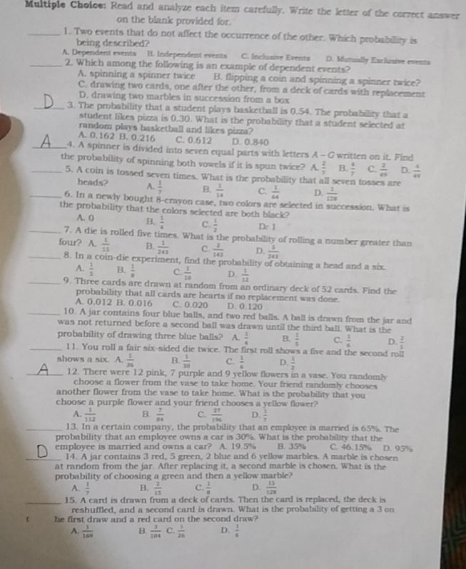 Multiple Choice: Read and analyze each | StudyX