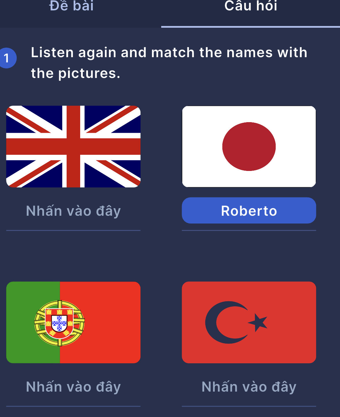 Listen again and match the names with the | StudyX