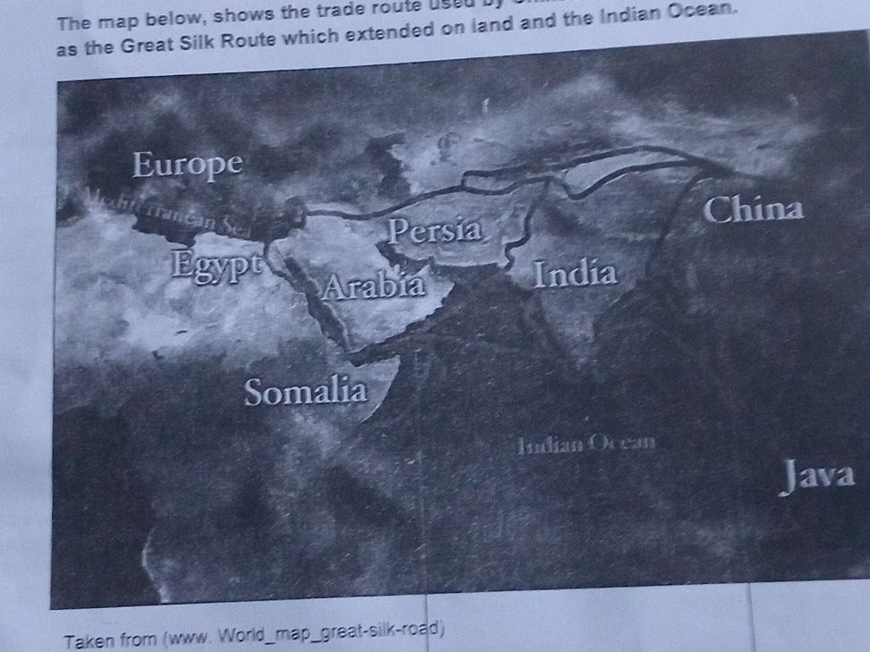 The map below, shows the trade route as the | StudyX
