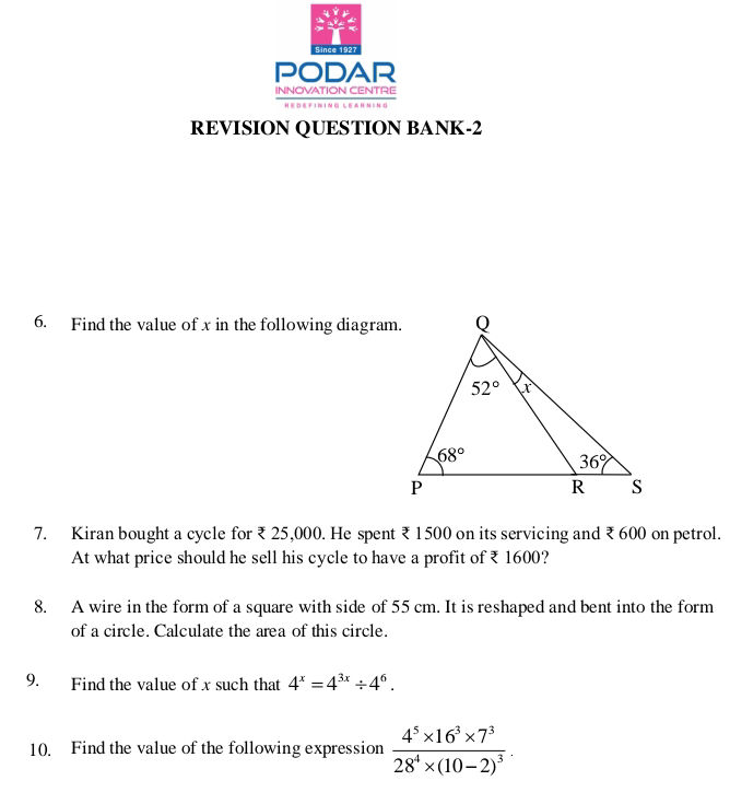 6. Find the value of *x* in the following | StudyX