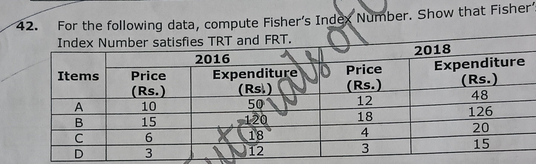 42. For the following data, compute Fisher's | StudyX