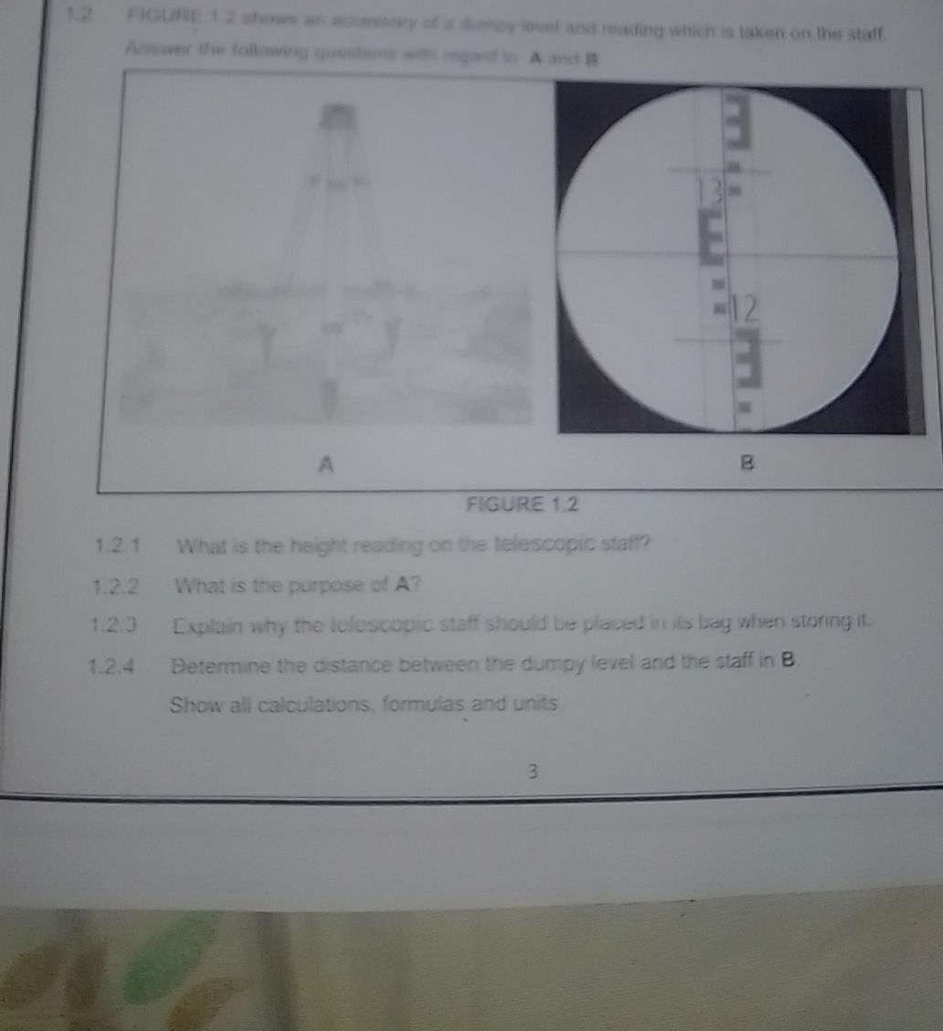 1.2 FIGURE 1.2 shows an accessory of a dumpy | StudyX