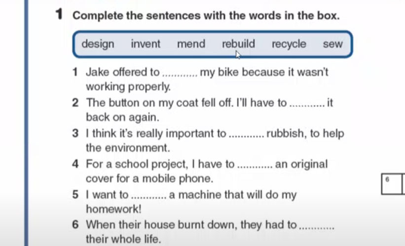1 Complete the sentences with the words in | StudyX