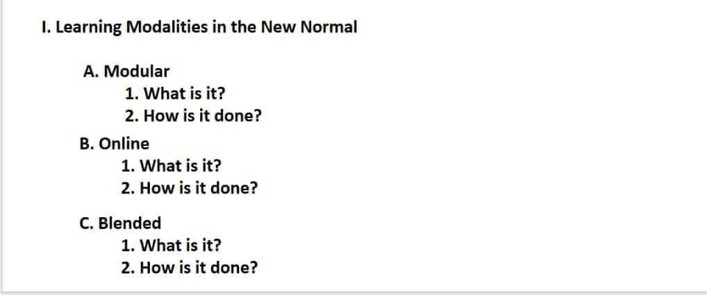 I. Learning Modalities in the New Normal A. | StudyX