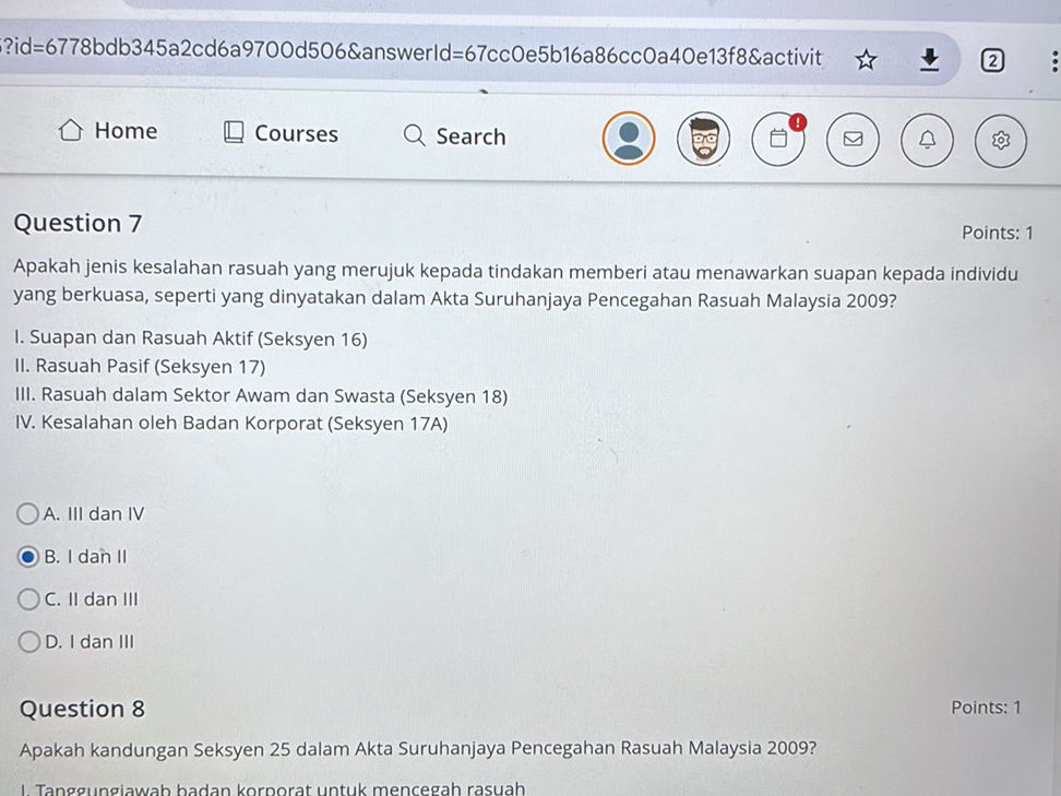 Question 7 Apakah jenis kesalahan rasuah | StudyX
