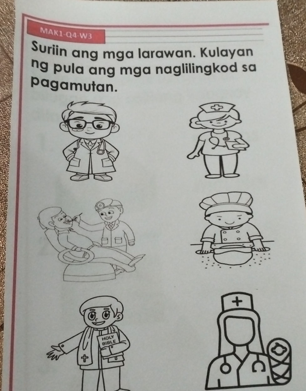 Suriin ang mga larawan. Kulayan ng pula ang | StudyX