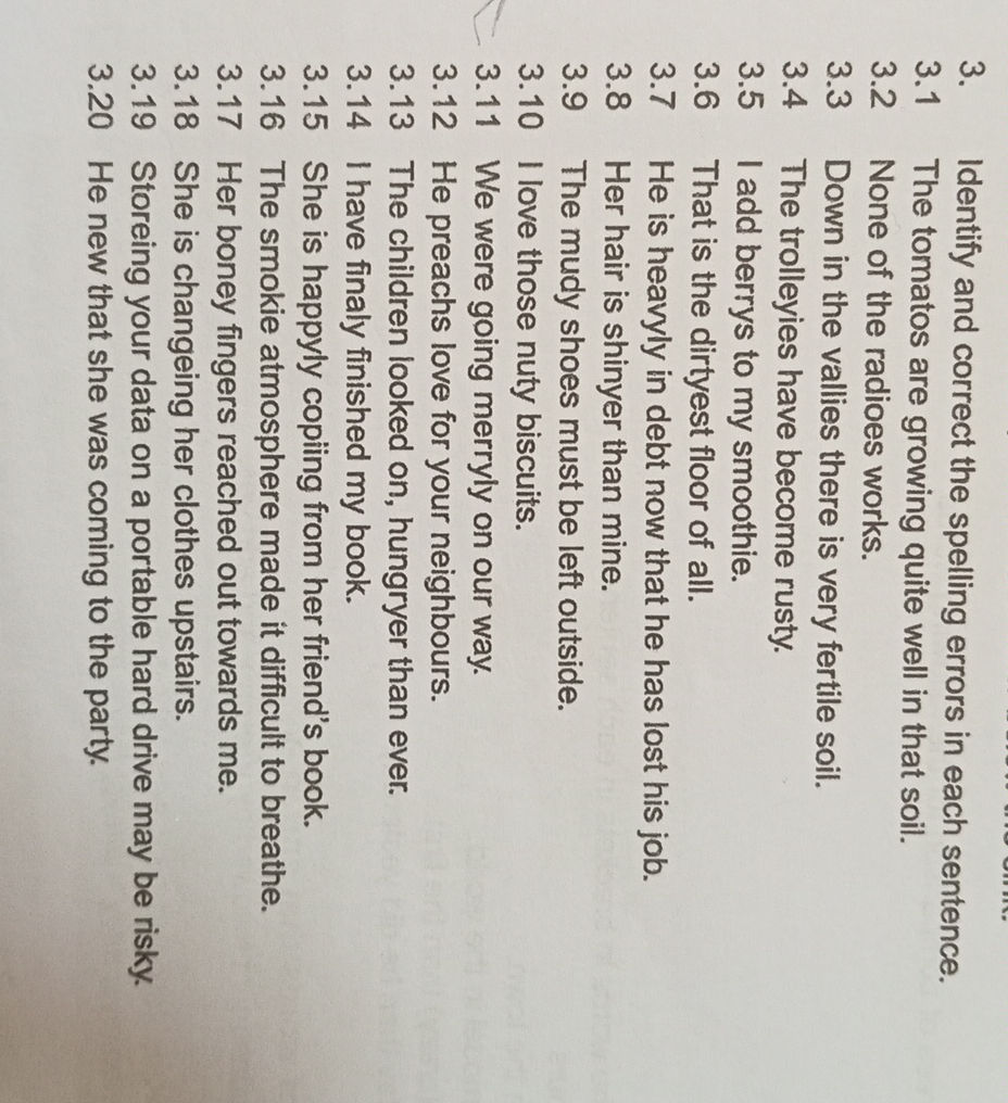 3. Identify and correct the spelling errors | StudyX