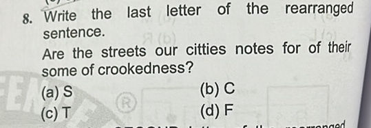 8. Write the last letter of the rearranged | StudyX