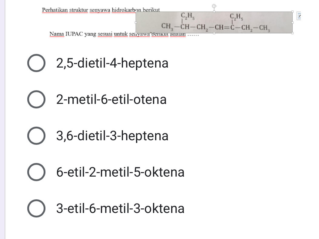 Perhatikan struktur senyawa hidrokarbon | StudyX