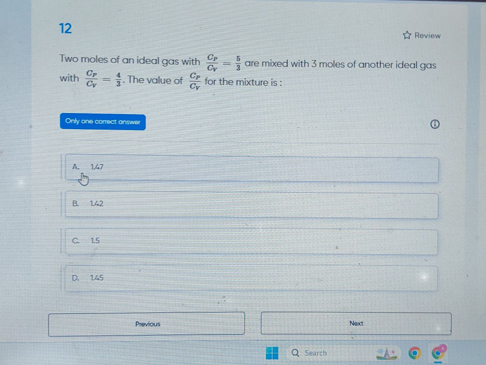 Two moles of an ideal gas with $ {C_P}{C_V} | StudyX