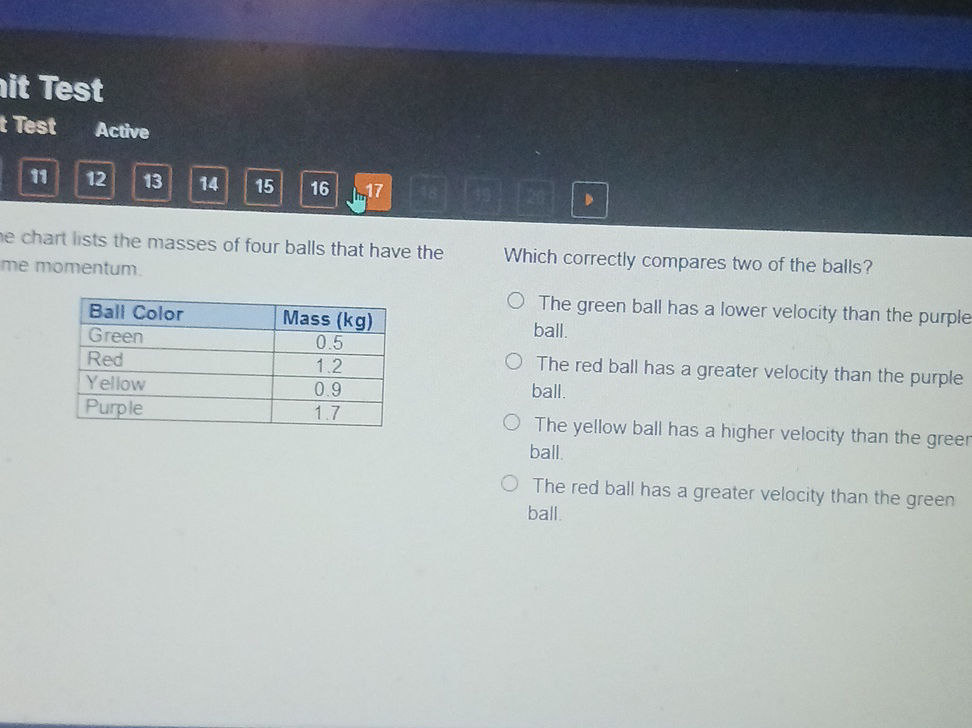 The chart lists the masses of four balls | StudyX