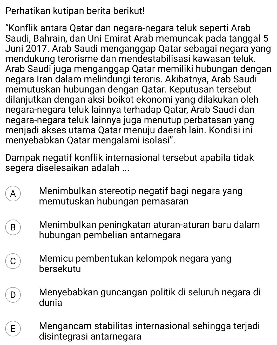 Perhatikan kutipan berita berikut! "Konflik | StudyX