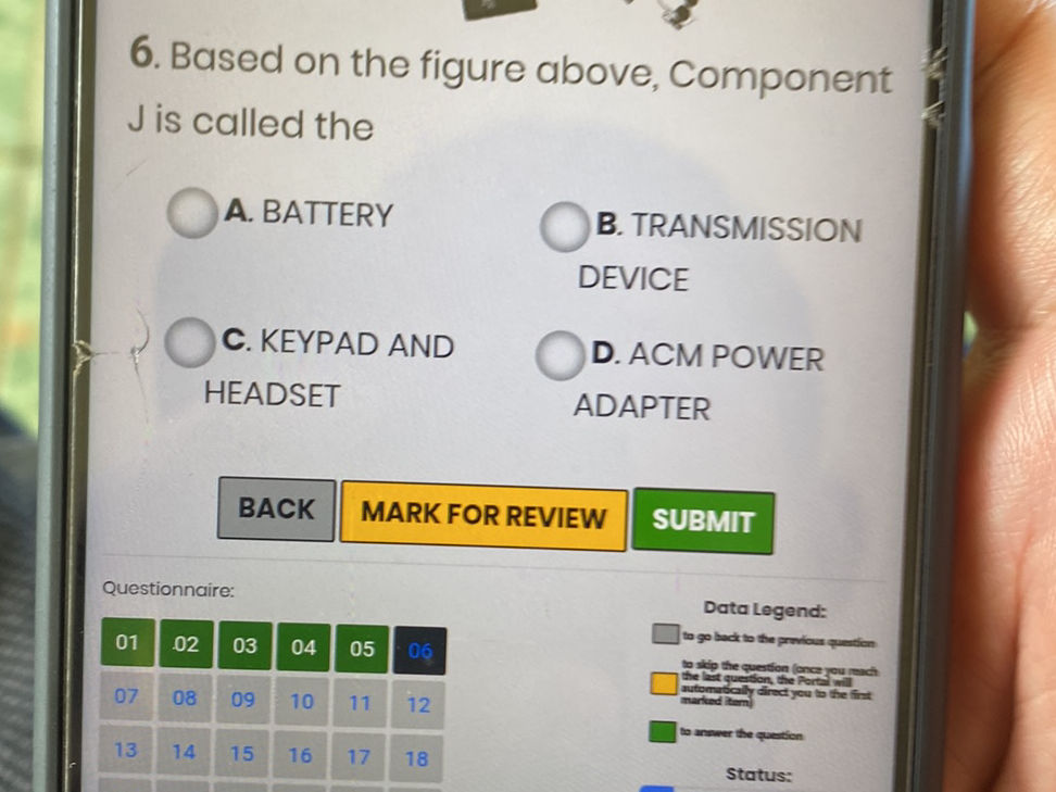 6. Based on the figure above, Component J is | StudyX