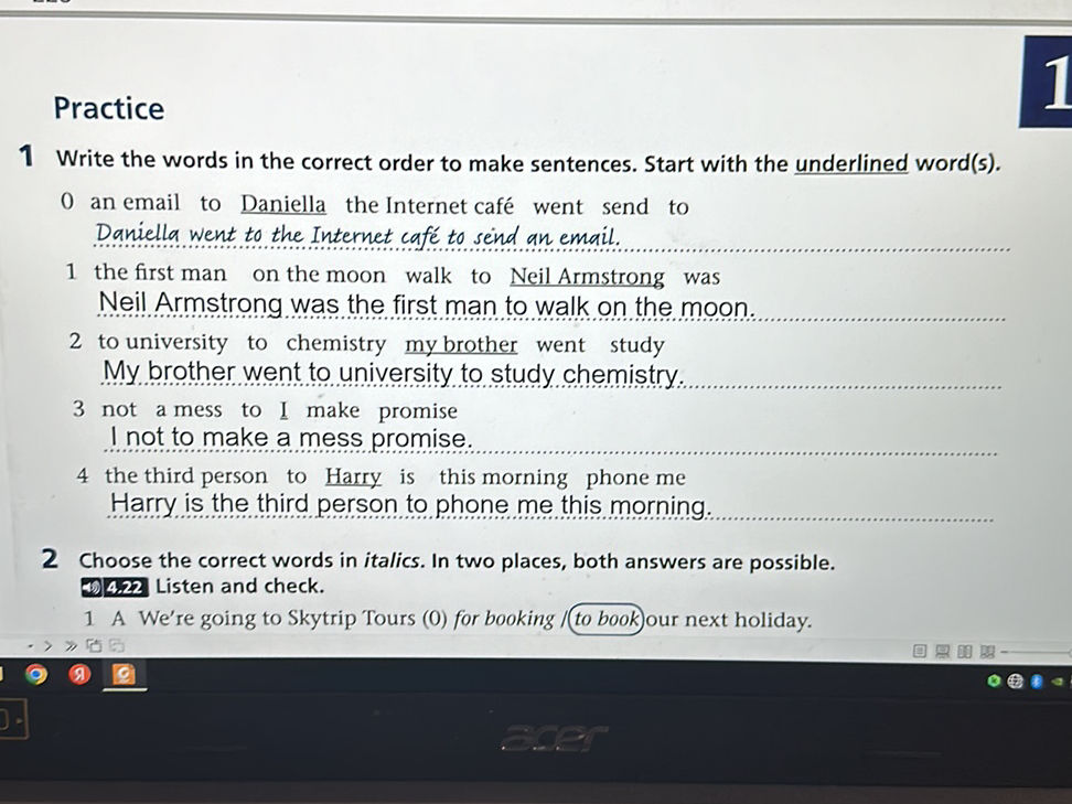 1 Write the words in the correct order to | StudyX