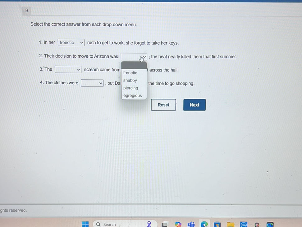 Select the correct answer from each | StudyX