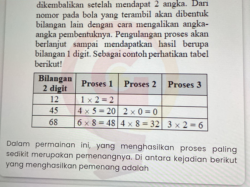 Perhatikan tabel berikut! | Bilangan 2 | StudyX