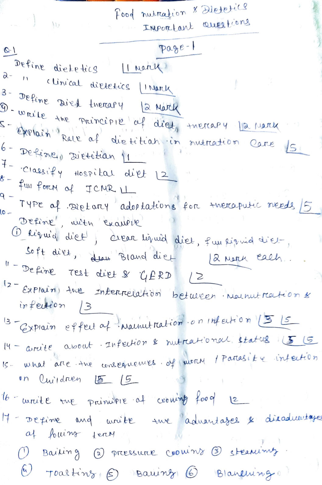 Q.1 Define dietetics 2- clinical dietetics | StudyX