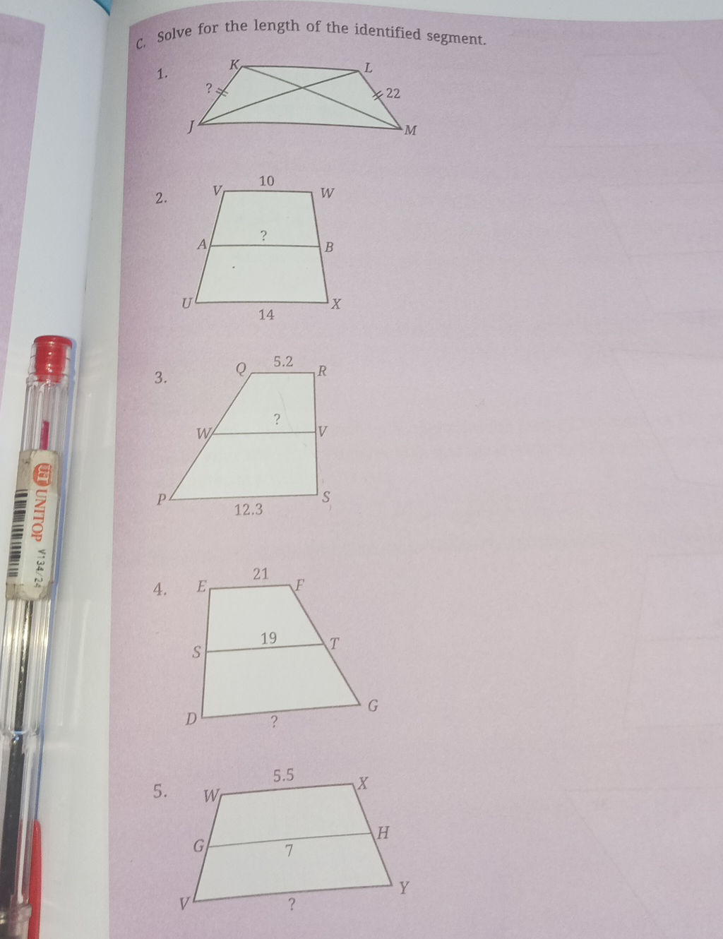Solve for the length of the identified | StudyX