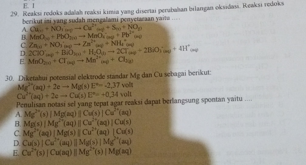 29. Reaksi redoks adalah reaksi kimia yang | StudyX