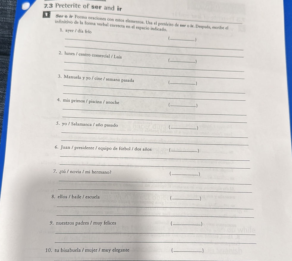 7.3 Preterite of ser and ir Ser o ir Forma | StudyX