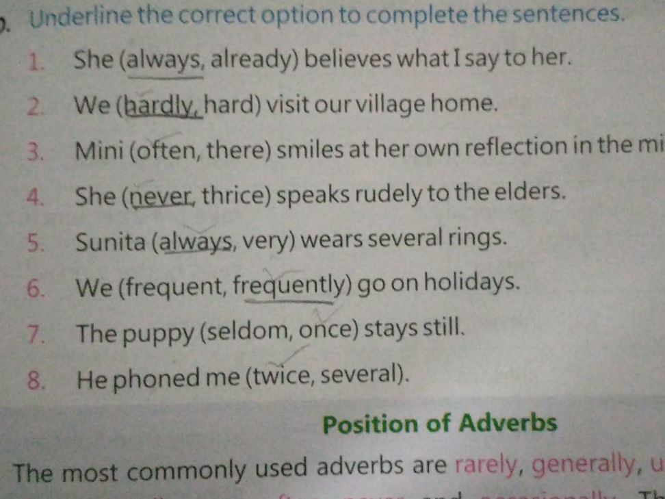 Underline the correct option to complete the | StudyX