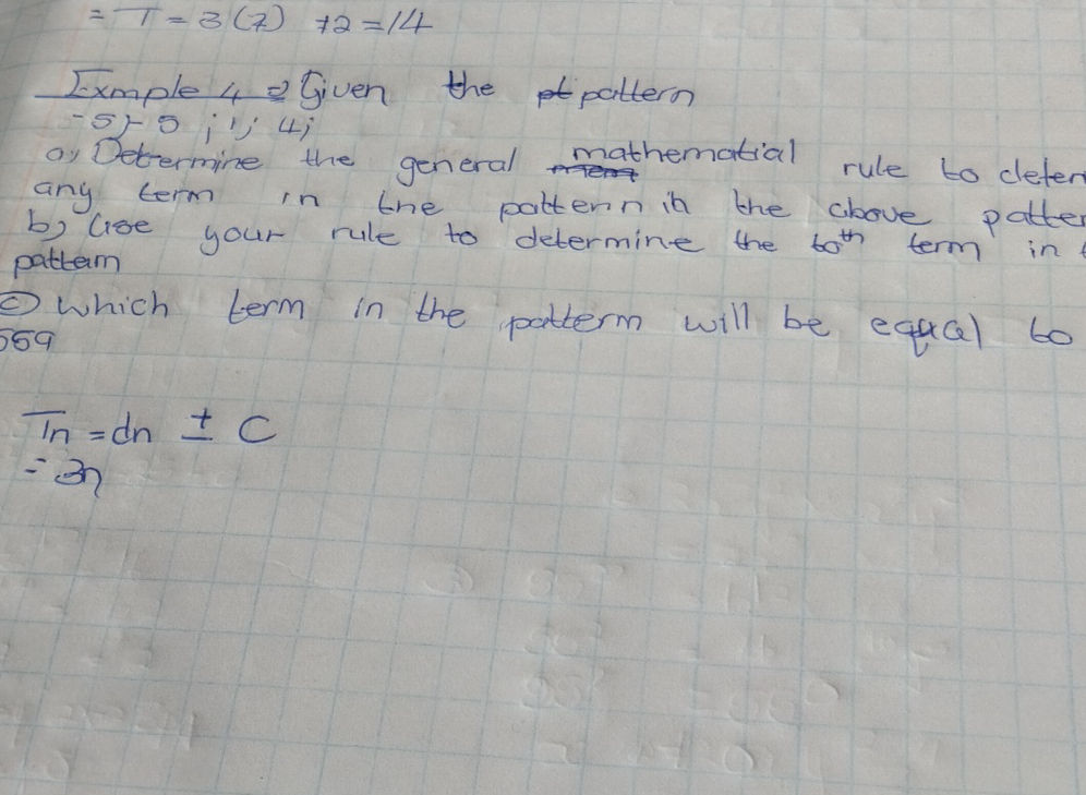 Example 4: Given the pt pattern -5, 0, 1, 4 | StudyX