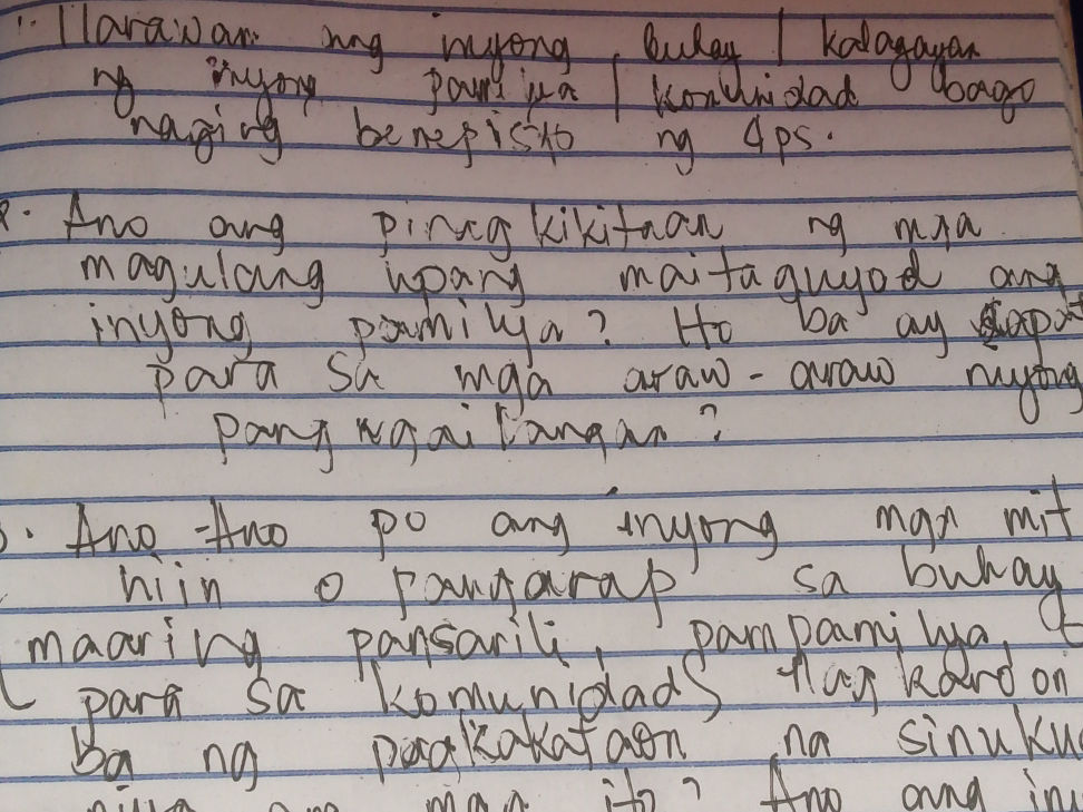 Ilarawan ang inyong bulay | kalagayan ng | StudyX