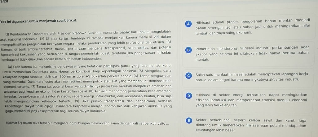Kalimat (7) dalam teks tersebut mengandung | StudyX