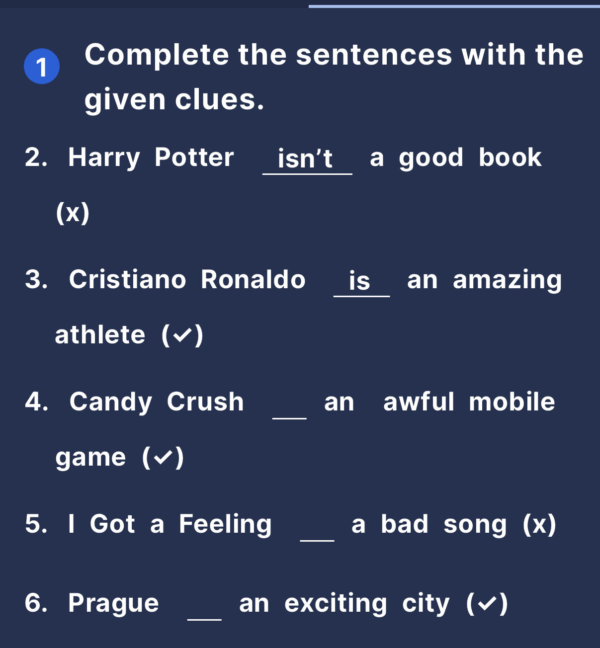 1 Complete the sentences with the given | StudyX