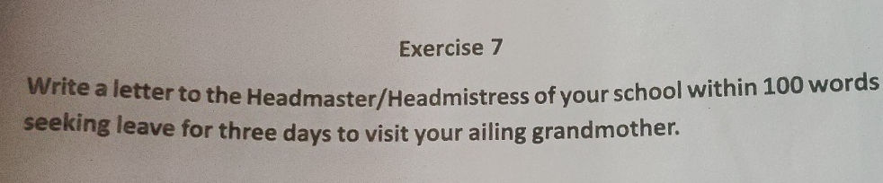 Exercise 7 Write a letter to the | StudyX