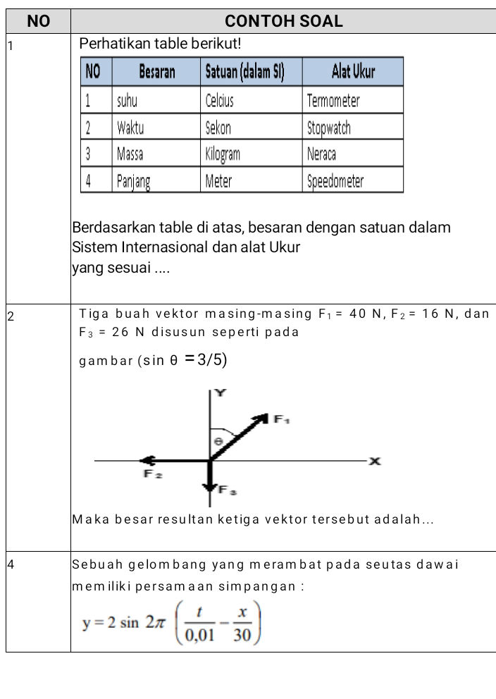 NO CONTOH SOAL ltirow[t]{7}{*}{1} | StudyX