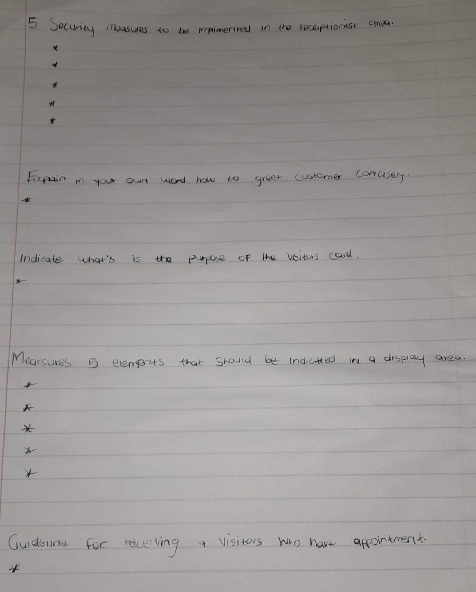 5 Security measures to be impimerited in the | StudyX