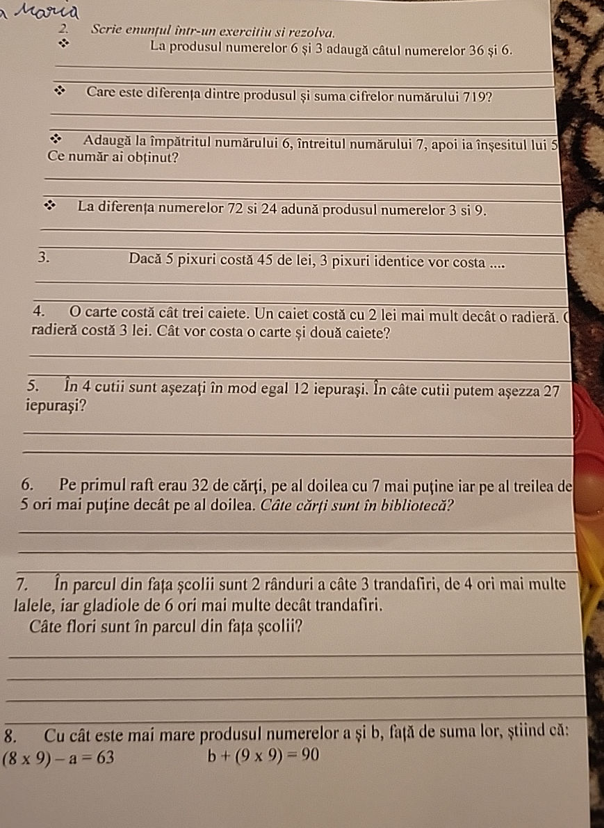 La produsul numerelor 6 și 3 adaugă câtul | StudyX