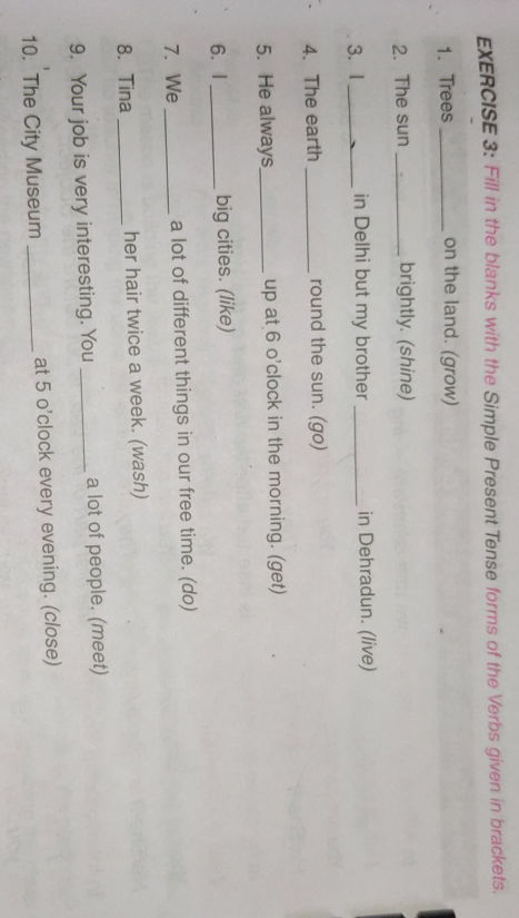 EXERCISE 3: Fill in the blanks with the | StudyX